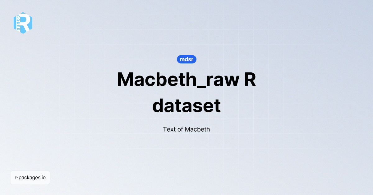 Macbeth_raw dataset | R PACKAGES