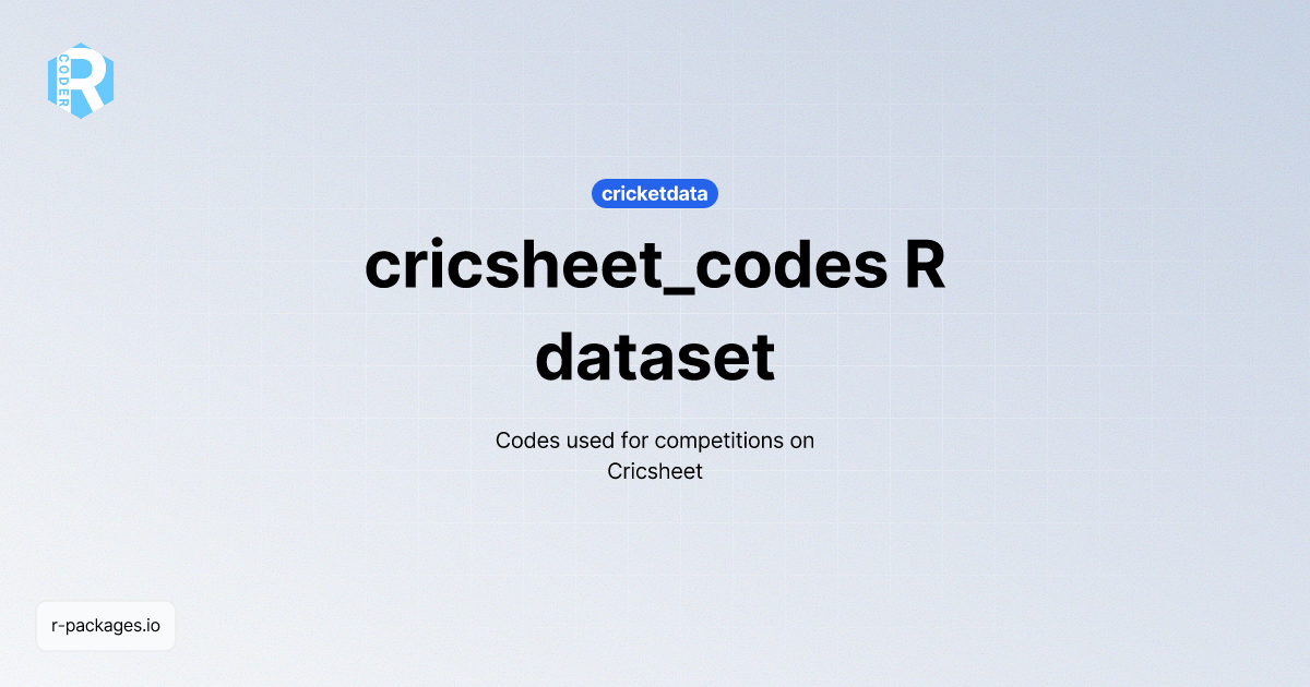 cricsheet_codes dataset | R PACKAGES