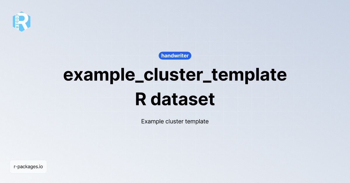 example_cluster_template dataset | R PACKAGES