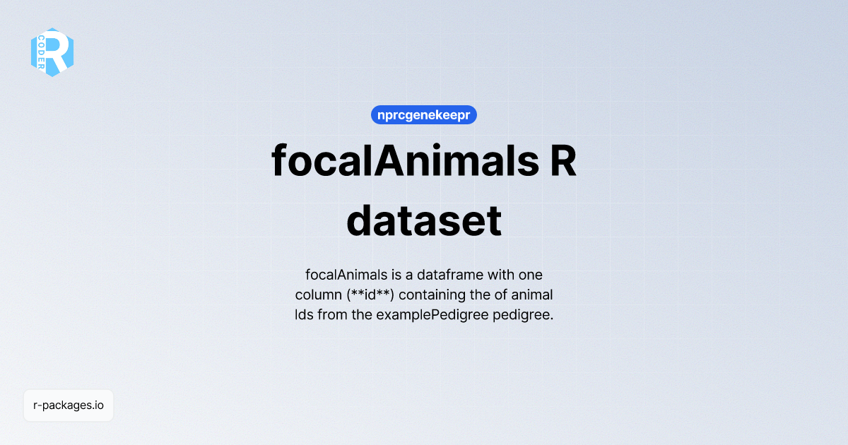 focalAnimals dataset | R PACKAGES