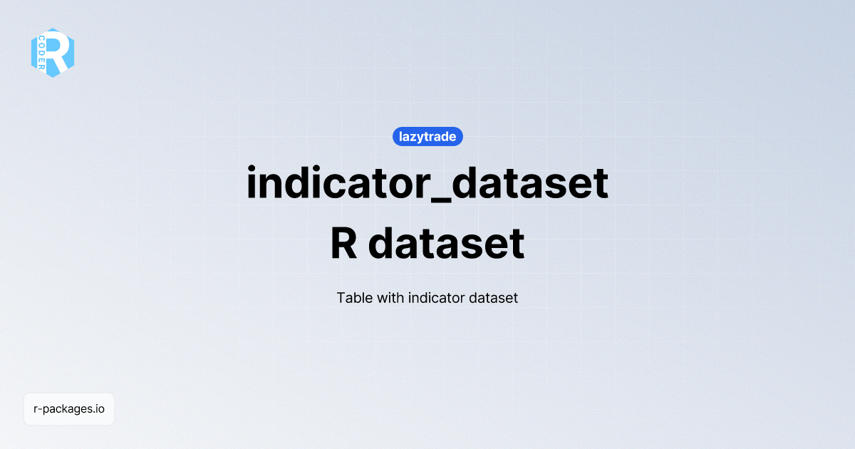 indicator_dataset dataset | R PACKAGES