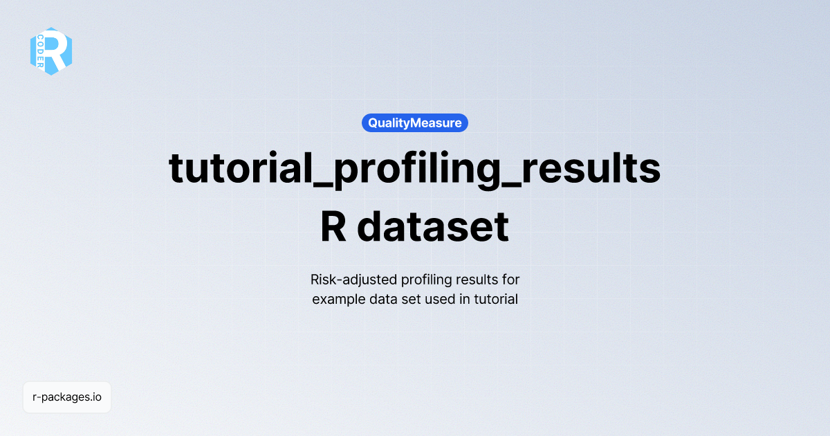 tutorial_profiling_results dataset | R PACKAGES