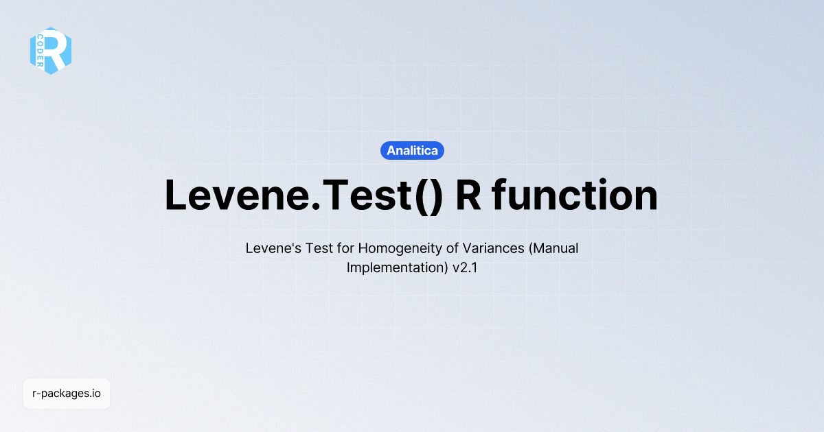 Levene.Test() R function from [Analitica] | R PACKAGES
