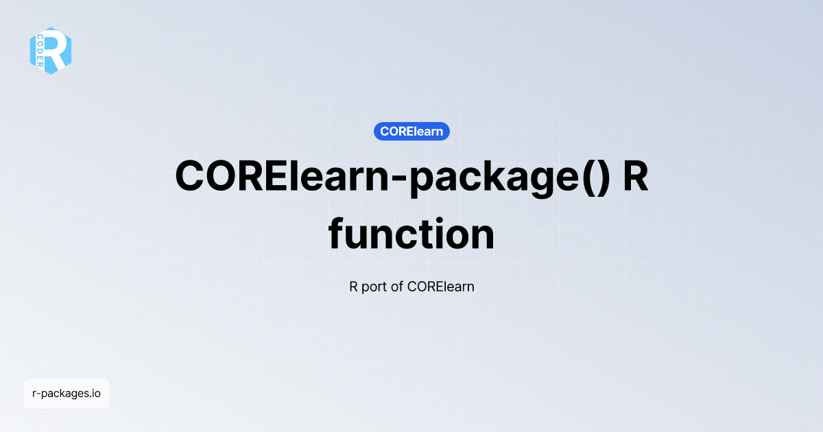 CORElearn-package() R function from [CORElearn] | R PACKAGES