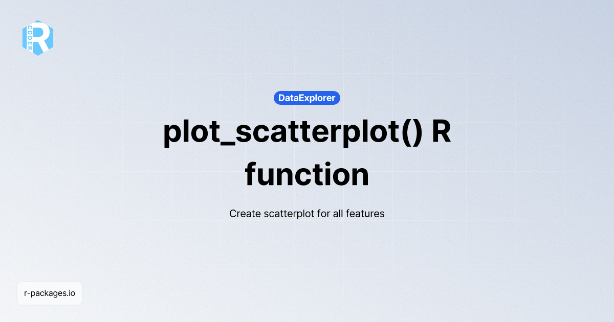 plot_scatterplot() R function from [DataExplorer] | R PACKAGES
