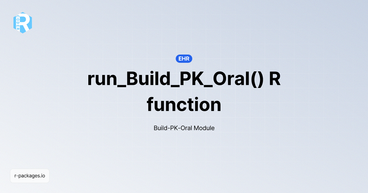 run_Build_PK_Oral() R function from [EHR] | R PACKAGES
