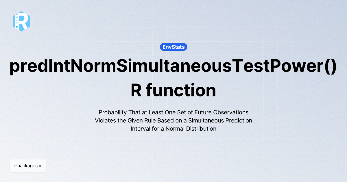 predIntNormSimultaneousTestPower() R function from [EnvStats] | R PACKAGES