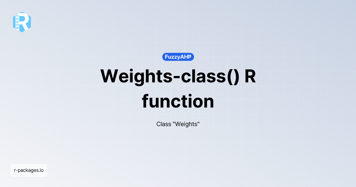Weights-class() R function from [FuzzyAHP] | R PACKAGES