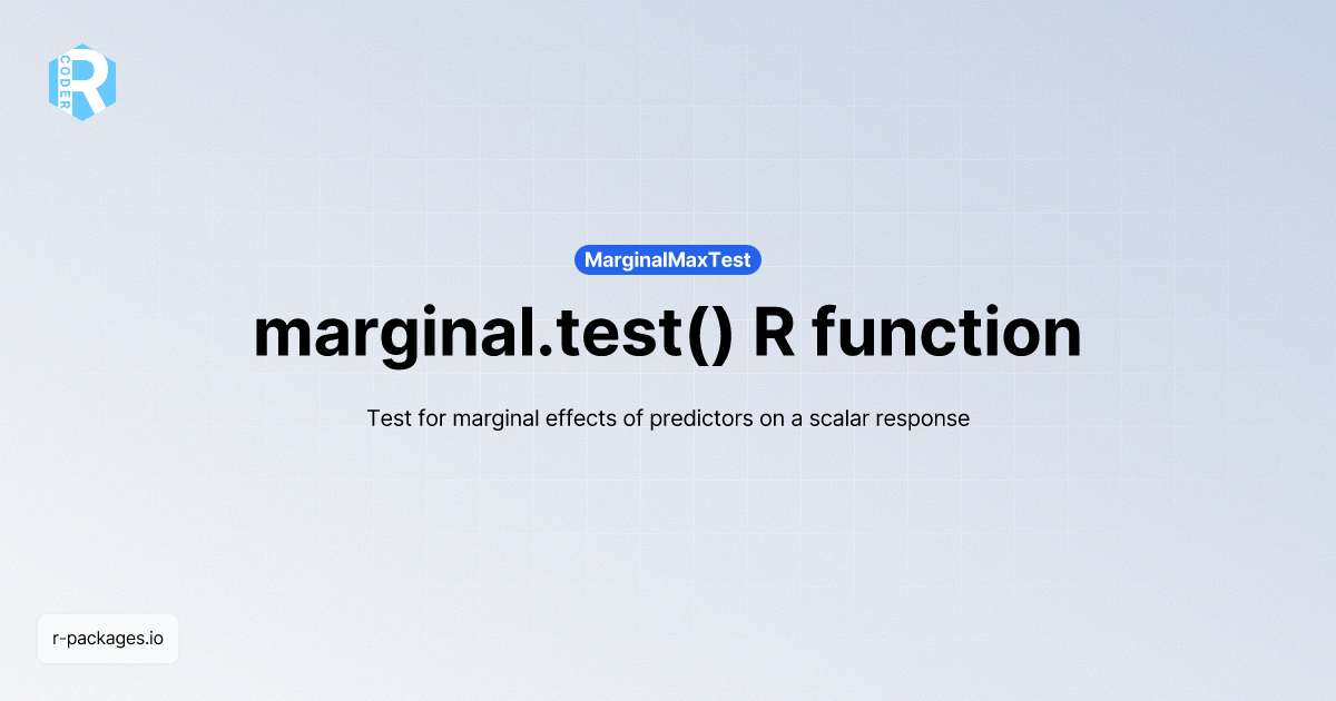 marginal.test() R function from [MarginalMaxTest] | R PACKAGES