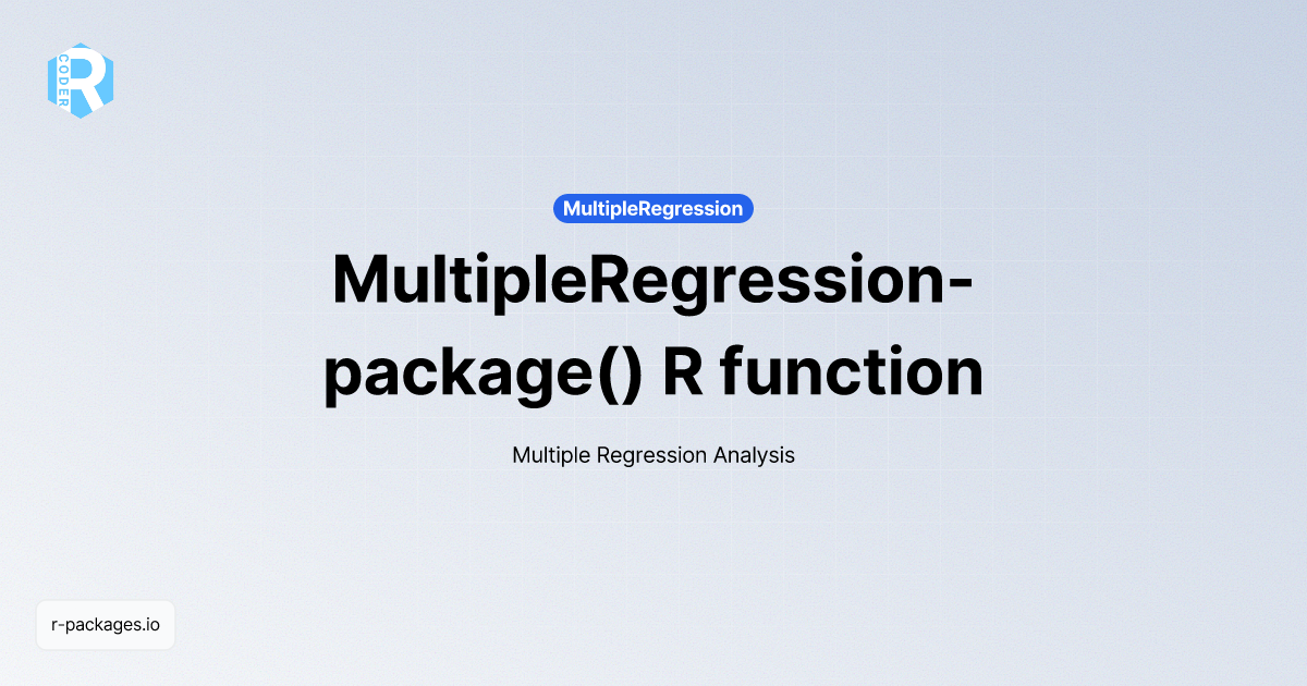 MultipleRegression-package() R function from [MultipleRegression] | R PACKAGES