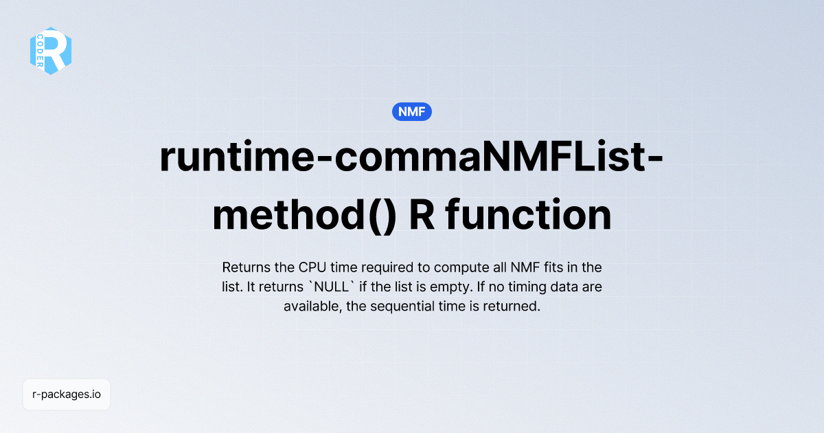 runtime-commaNMFList-method() R function from [NMF] | R PACKAGES