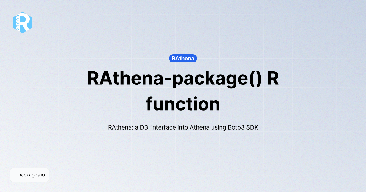RAthena-package() R function from [RAthena] | R PACKAGES