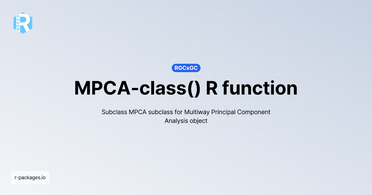 MPCA-class() R function from [RGCxGC] | R PACKAGES