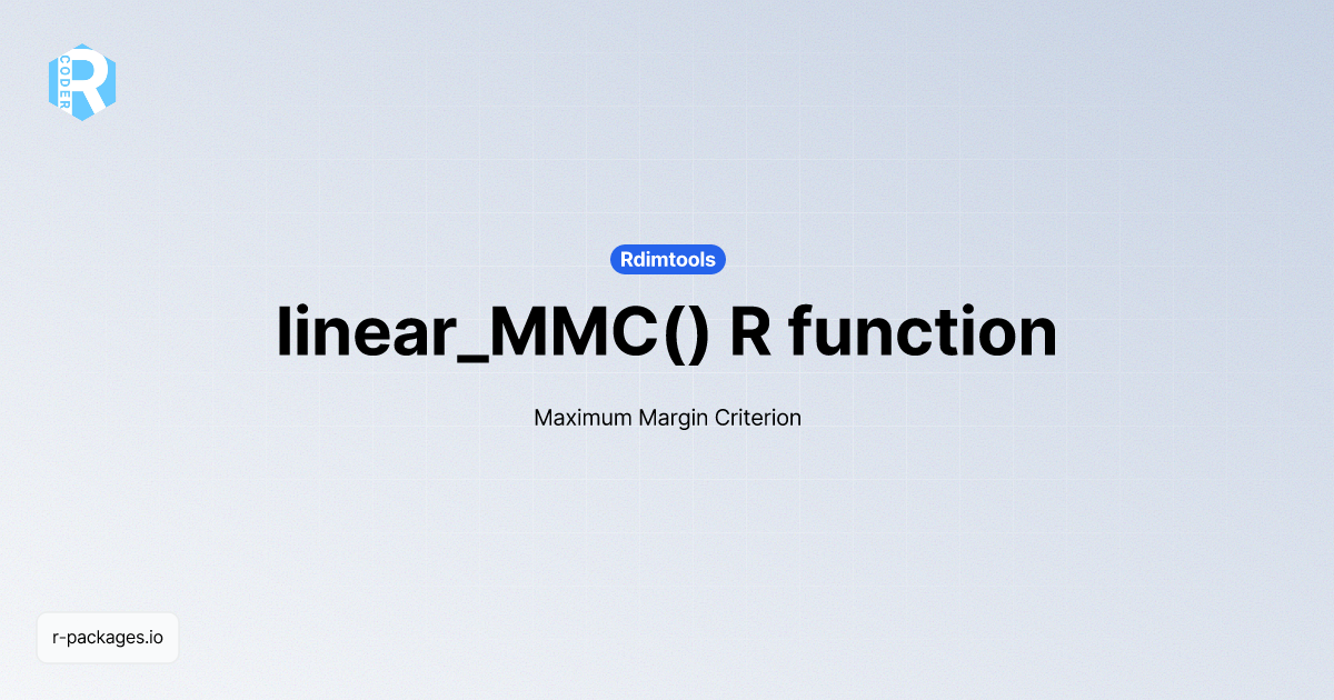 linear_MMC() R function from [Rdimtools] | R PACKAGES