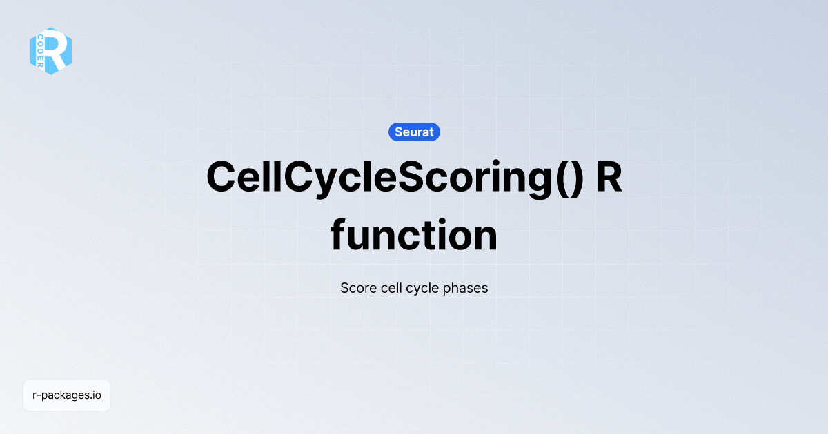 CellCycleScoring() R function from [Seurat] | R PACKAGES