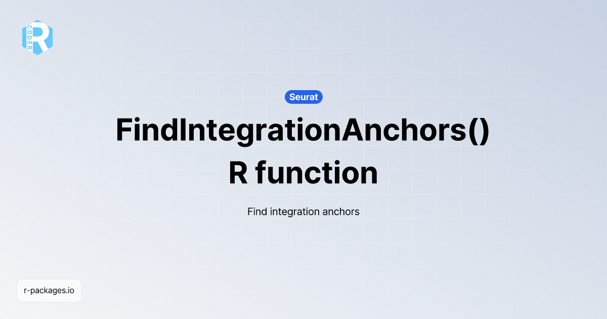 FindIntegrationAnchors() R function from [Seurat] | R PACKAGES