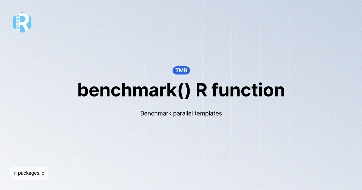 benchmark() R function from [TMB] | R PACKAGES