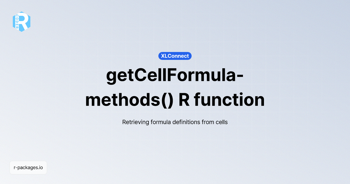 getCellFormula-methods() R function from [XLConnect] | R PACKAGES