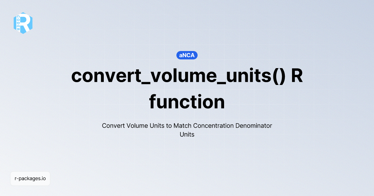 convert_volume_units() R function from [aNCA] | R PACKAGES