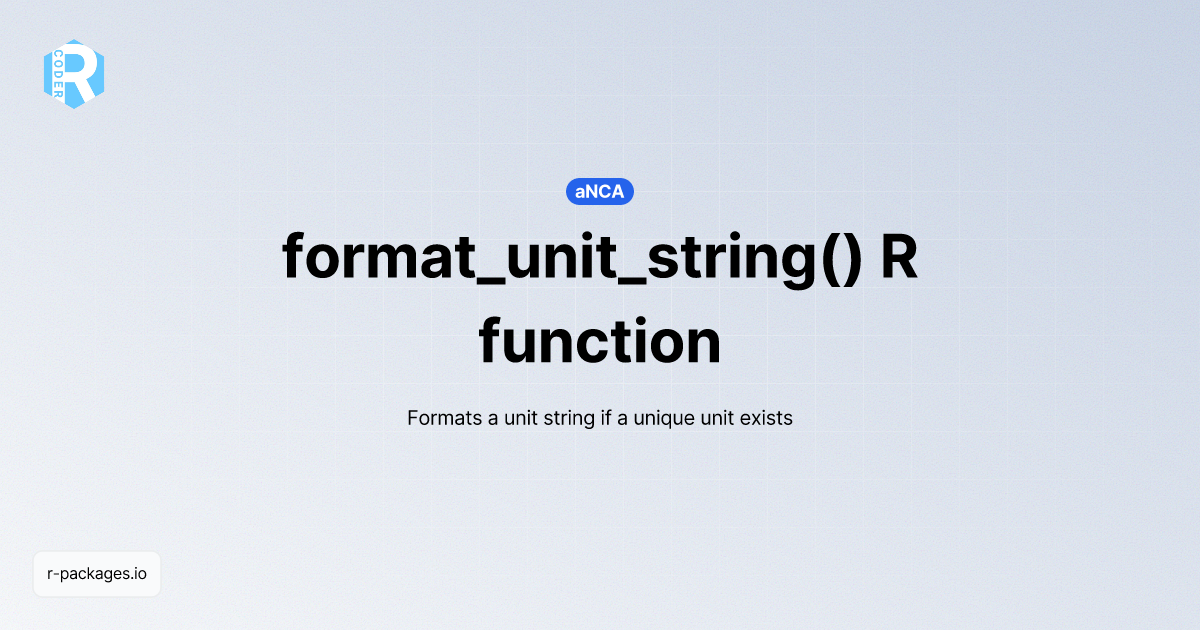 format_unit_string() R function from [aNCA] | R PACKAGES
