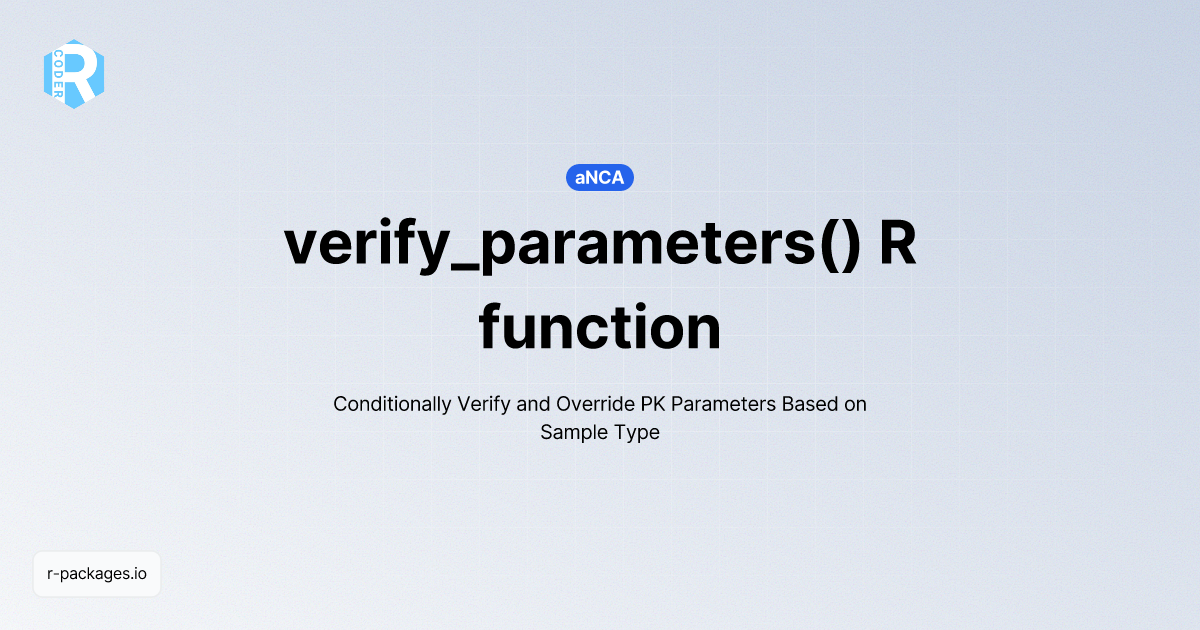 verify_parameters() R function from [aNCA] | R PACKAGES