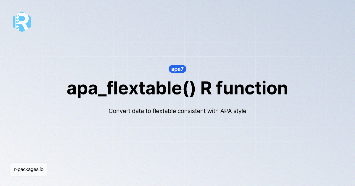 apa_flextable() R function from [apa7] | R PACKAGES