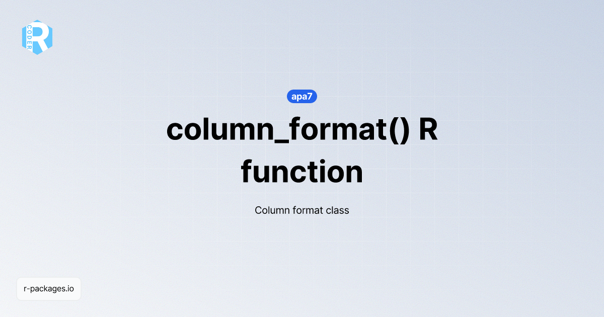 column_format() R function from [apa7] | R PACKAGES