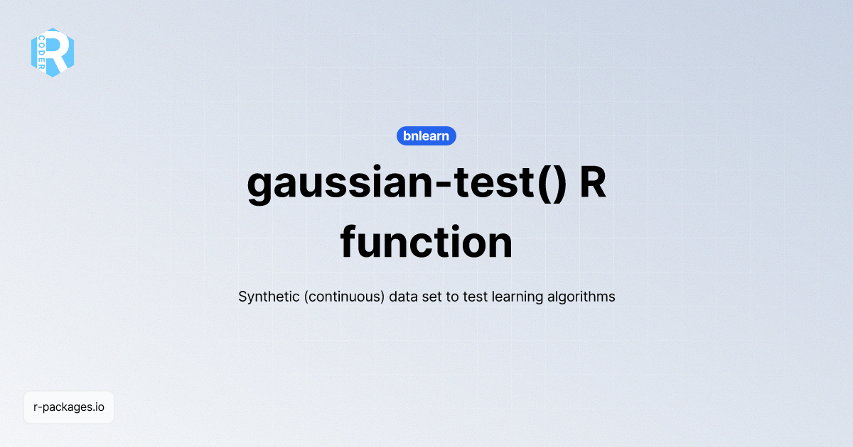 gaussian-test() R function from [bnlearn] | R PACKAGES