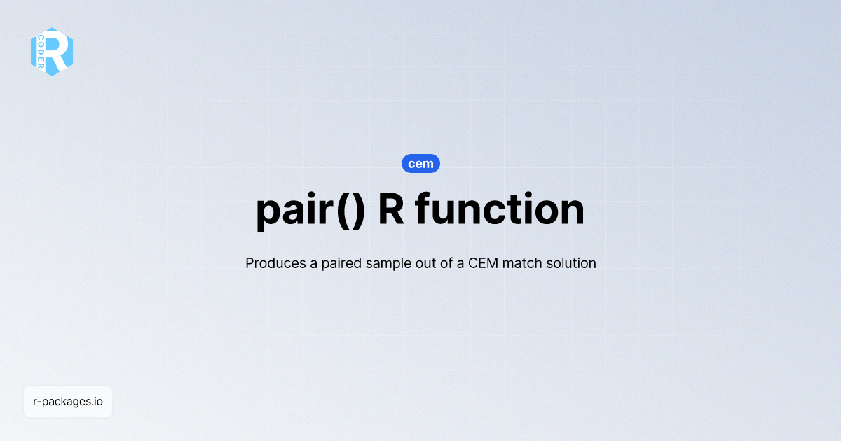 pair() R function from [cem] | R PACKAGES
