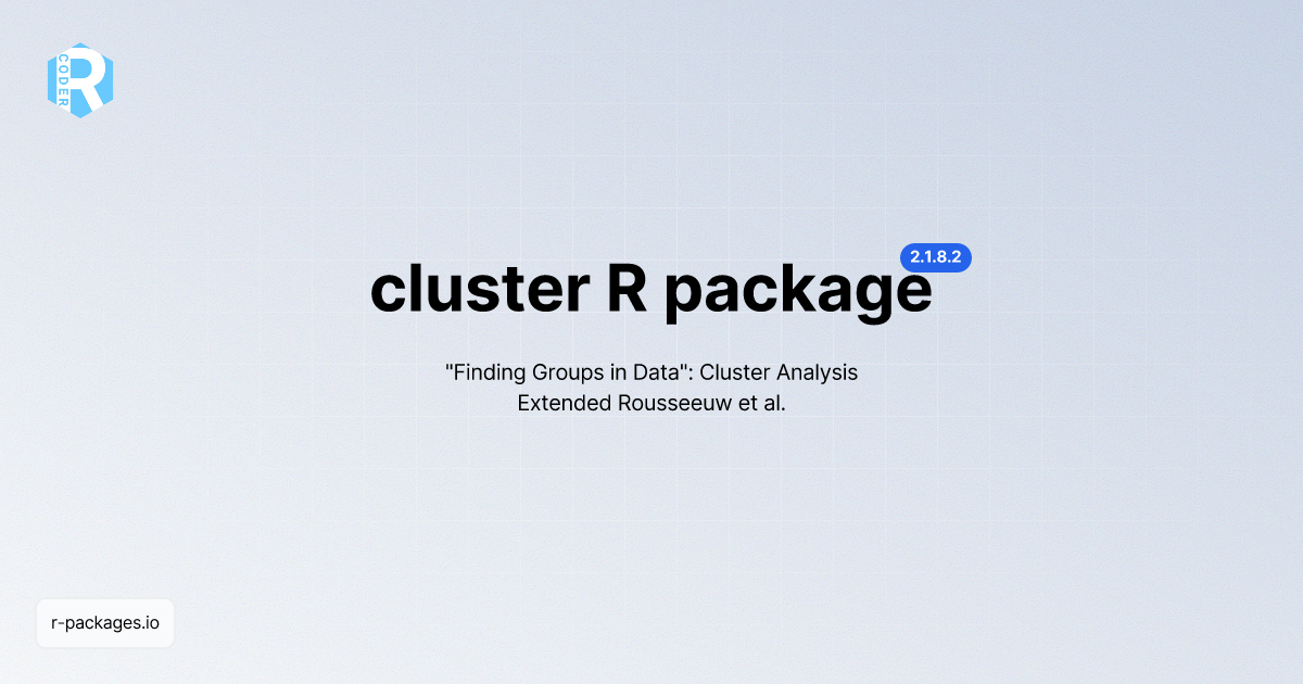 cluster R package [Documentation] | R PACKAGES