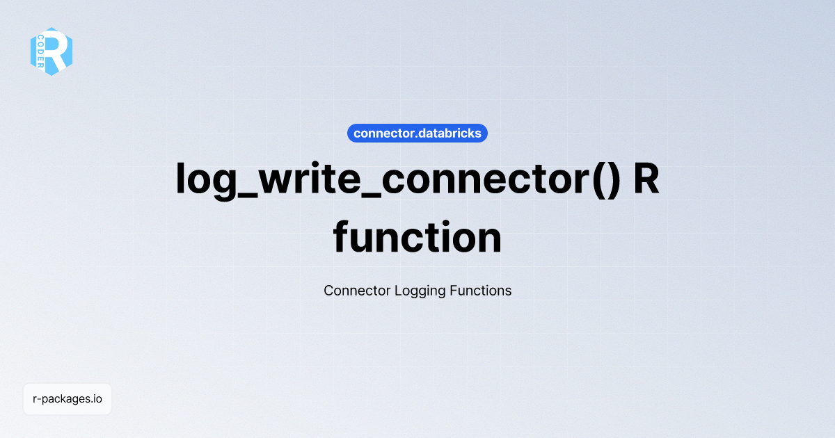log_write_connector() R function from [connector.databricks] | R PACKAGES