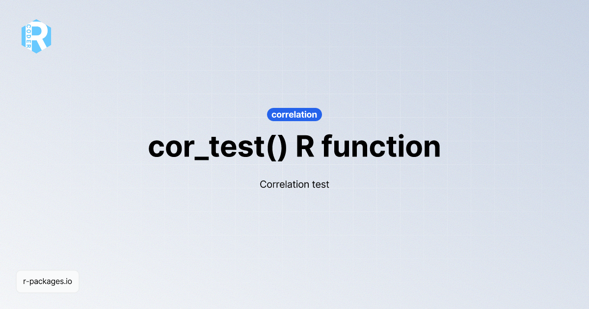 cor_test() R function from [correlation] | R PACKAGES