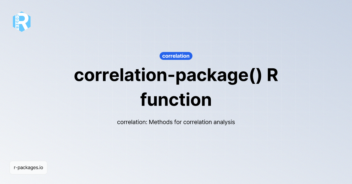 correlation-package() R function from [correlation] | R PACKAGES