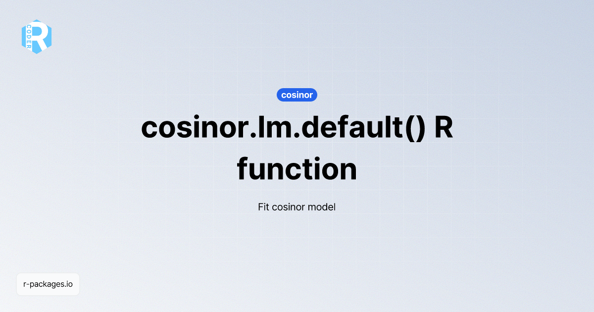 cosinor.lm.default() R function from [cosinor] | R PACKAGES