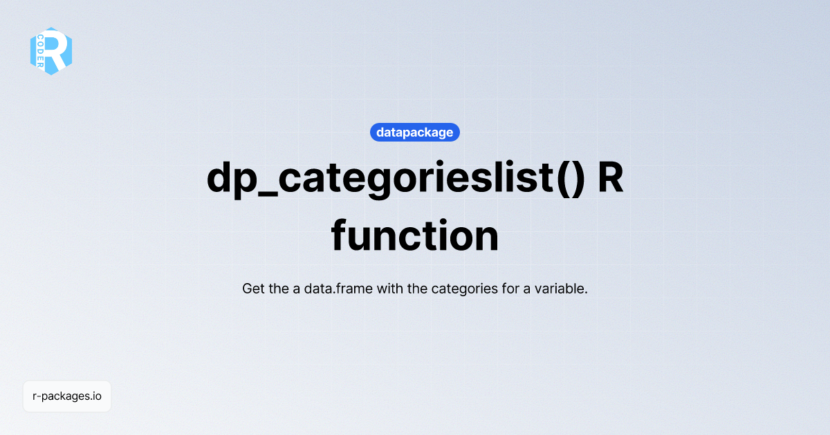 dp_categorieslist() R function from [datapackage] | R PACKAGES