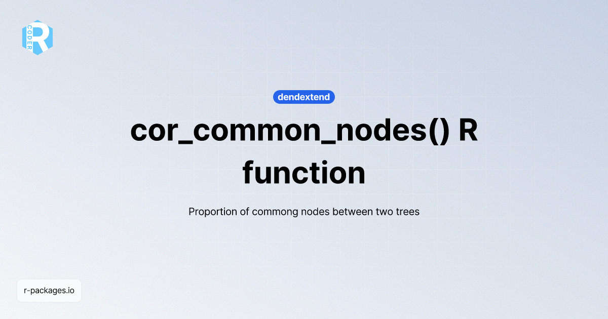 cor_common_nodes() R function from [dendextend] | R PACKAGES