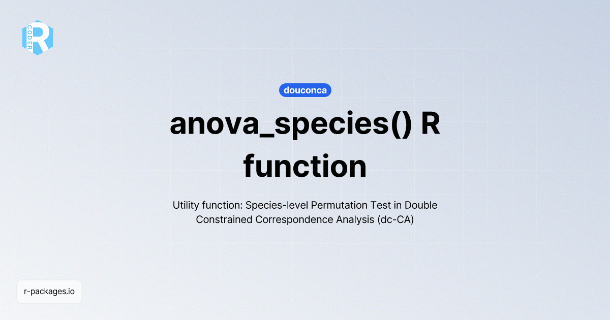 anova_species() R function from [douconca] | R PACKAGES