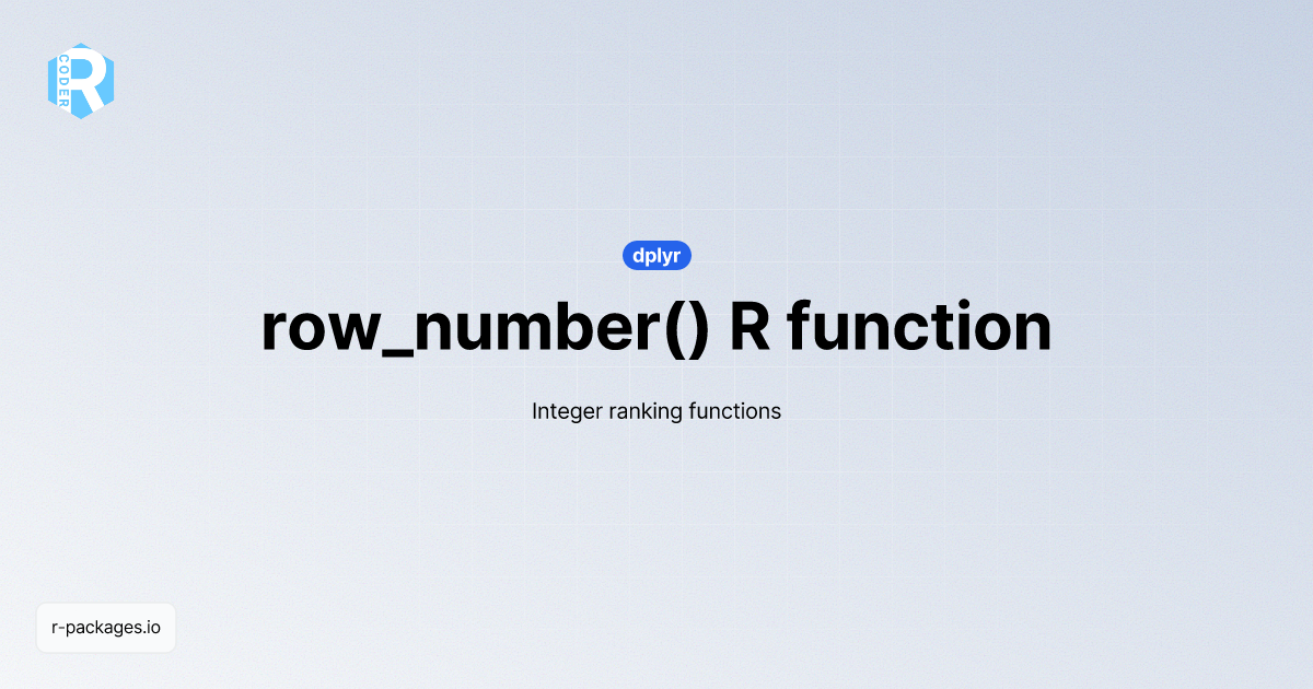 row_number() R function from [dplyr] | R PACKAGES