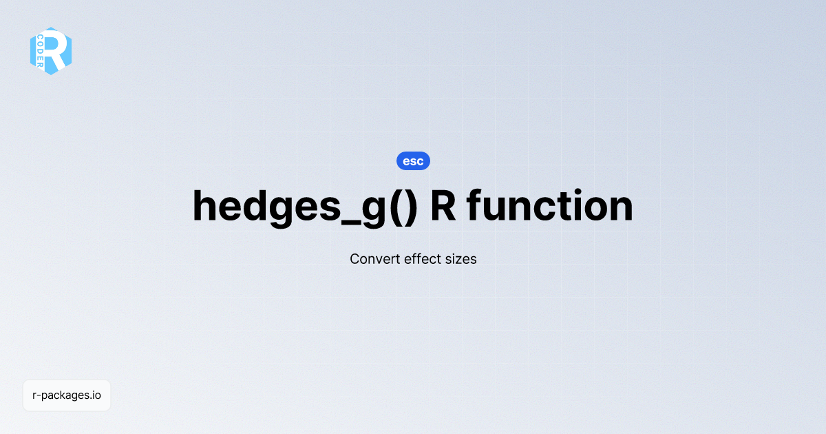 hedges_g() R function from [esc] | R PACKAGES