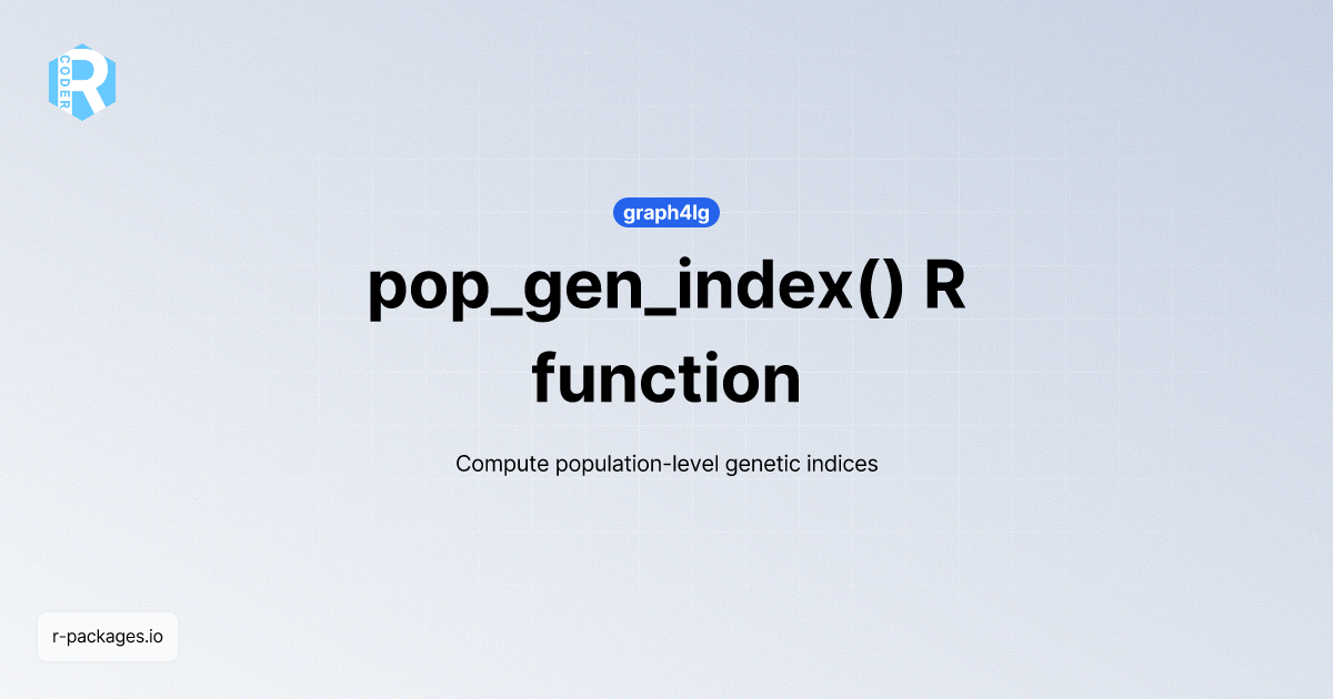 pop_gen_index() R function from [graph4lg] | R PACKAGES