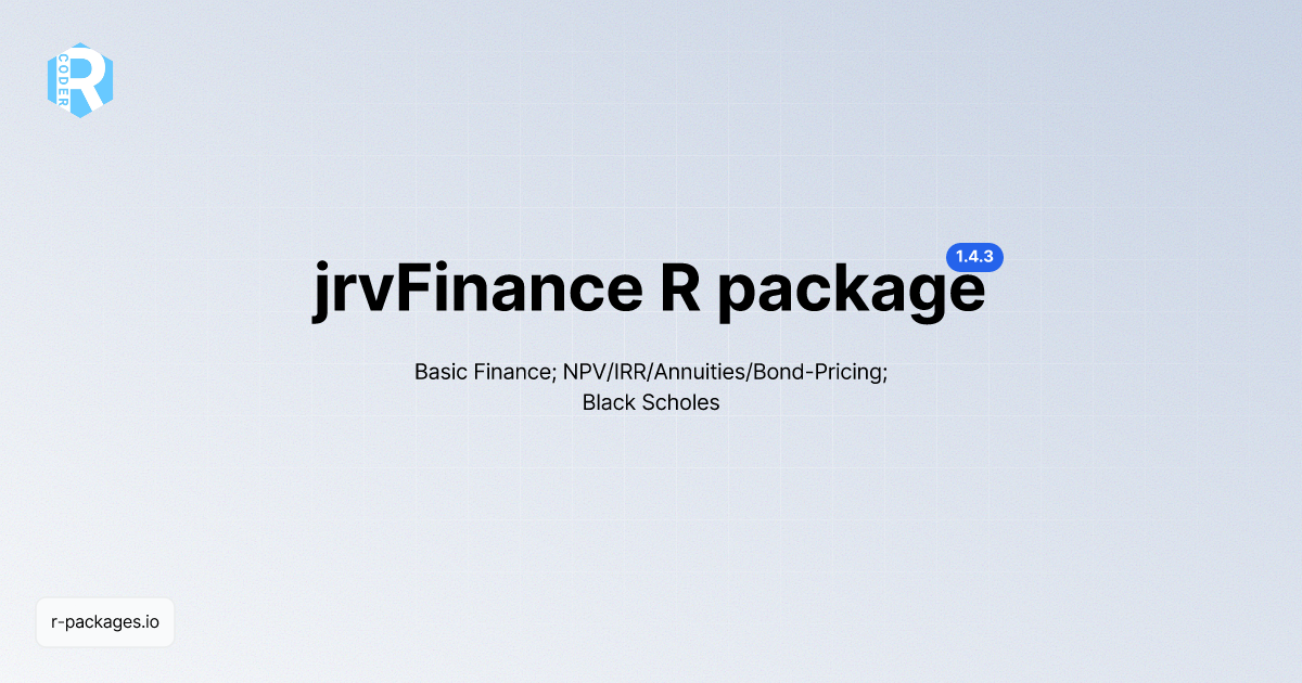 jrvFinance R package [Documentation] | R PACKAGES