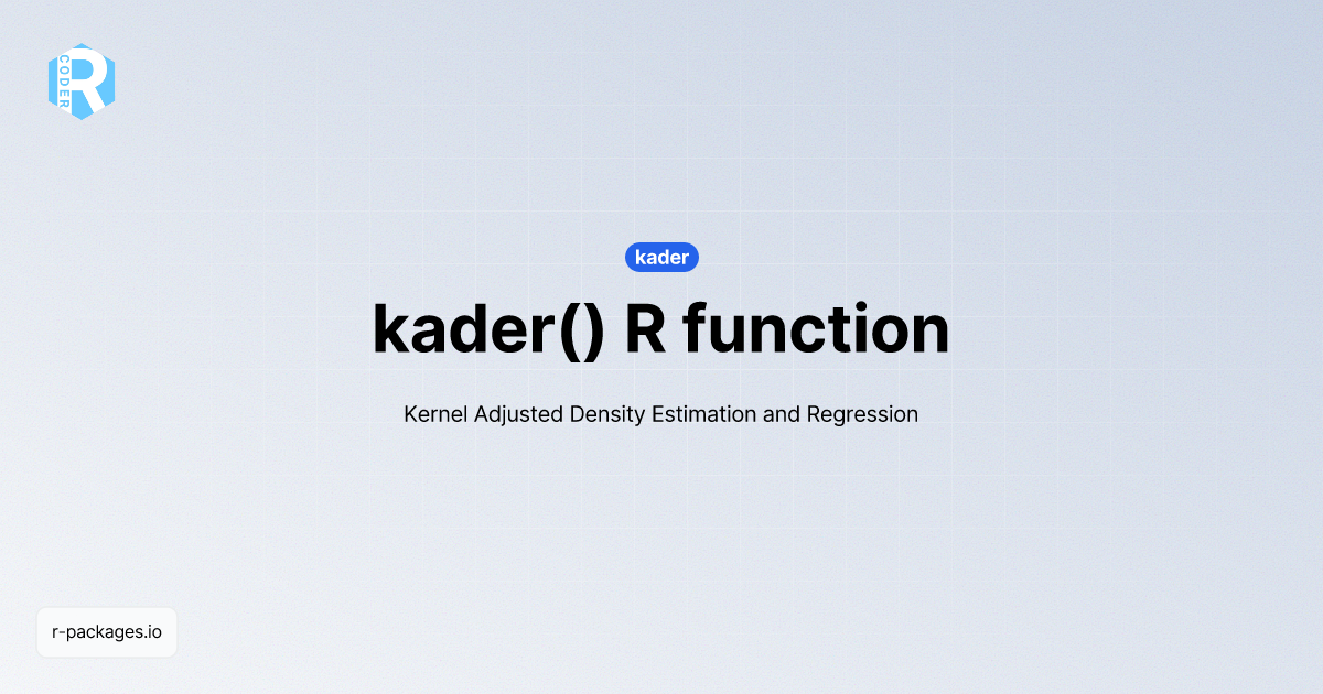 kader() R function from [kader] | R PACKAGES