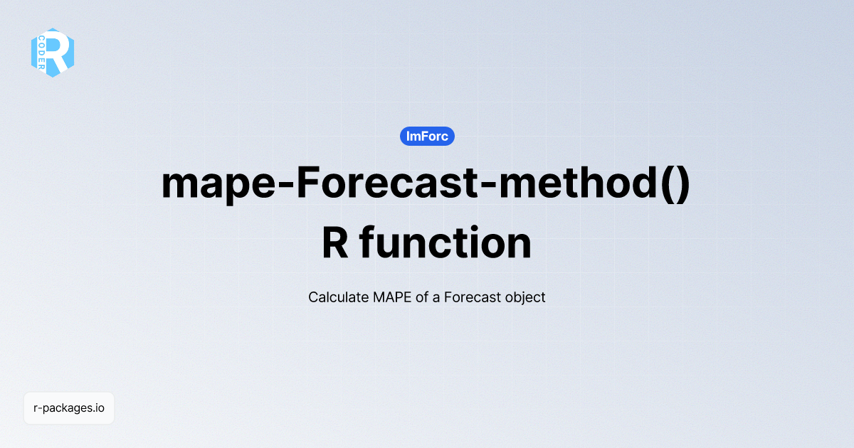mape-Forecast-method() R function from [lmForc] | R PACKAGES