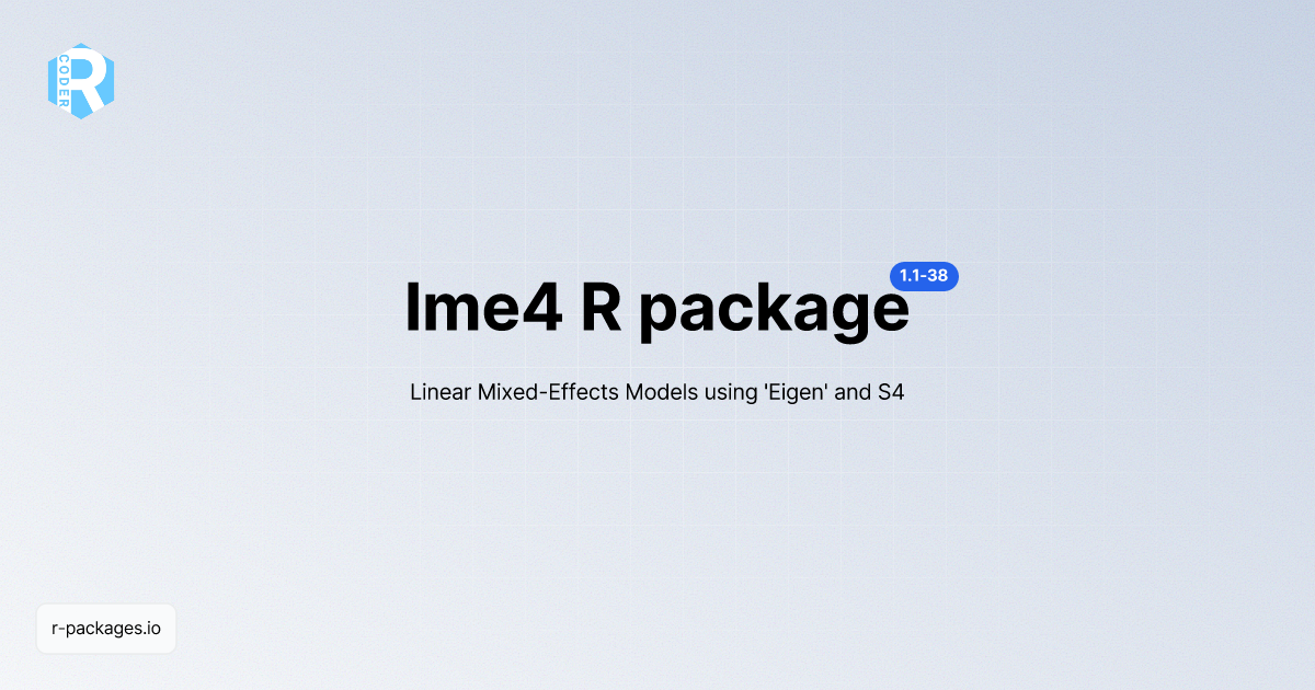 lme4 R package [Documentation] | R PACKAGES