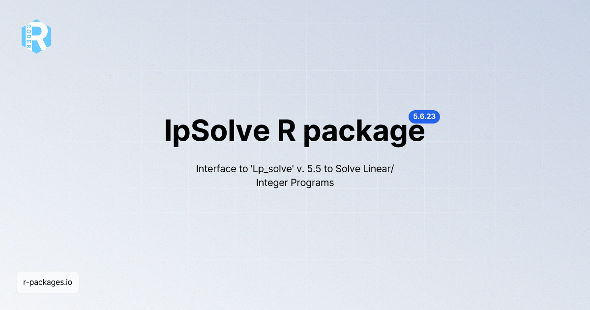 lpSolve R package [Documentation] | R PACKAGES