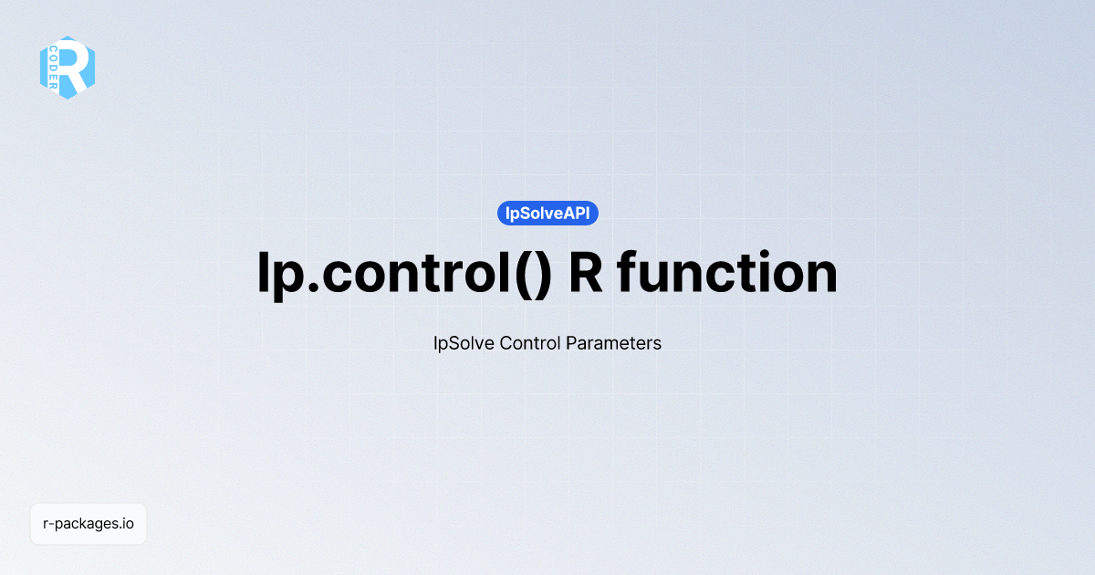 lp.control() R function from [lpSolveAPI] | R PACKAGES
