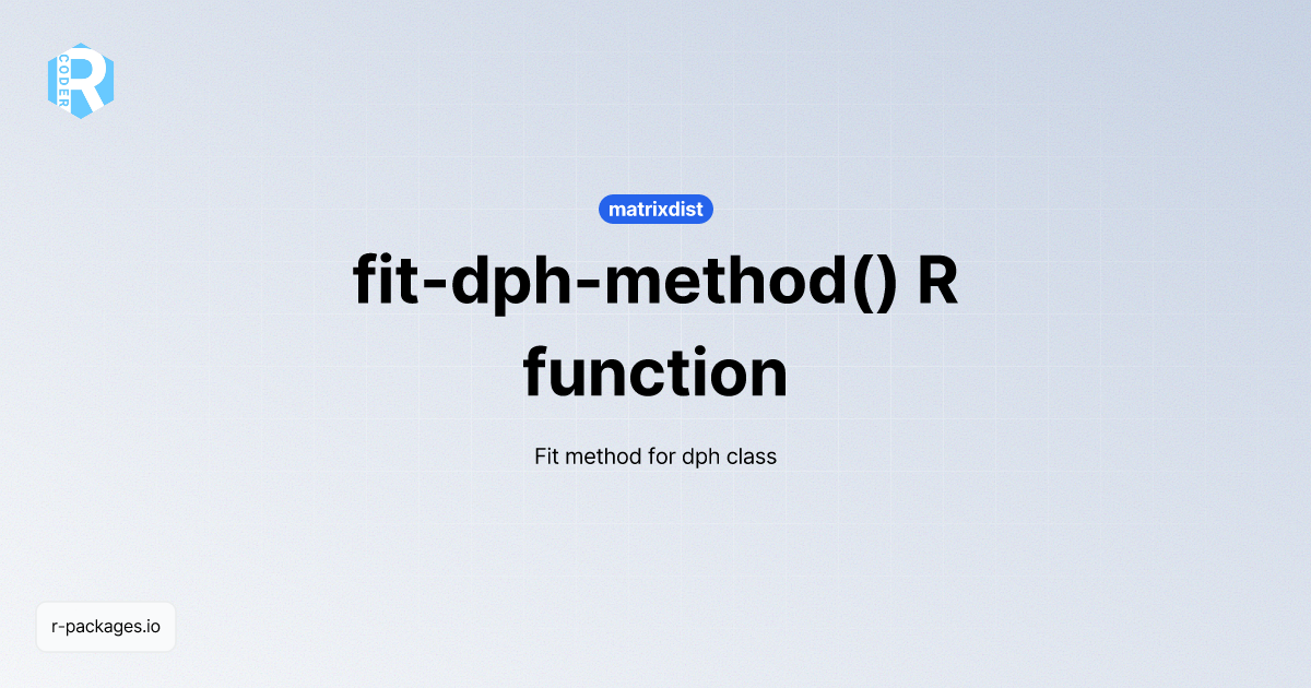 fit-dph-method() R function from [matrixdist] | R PACKAGES