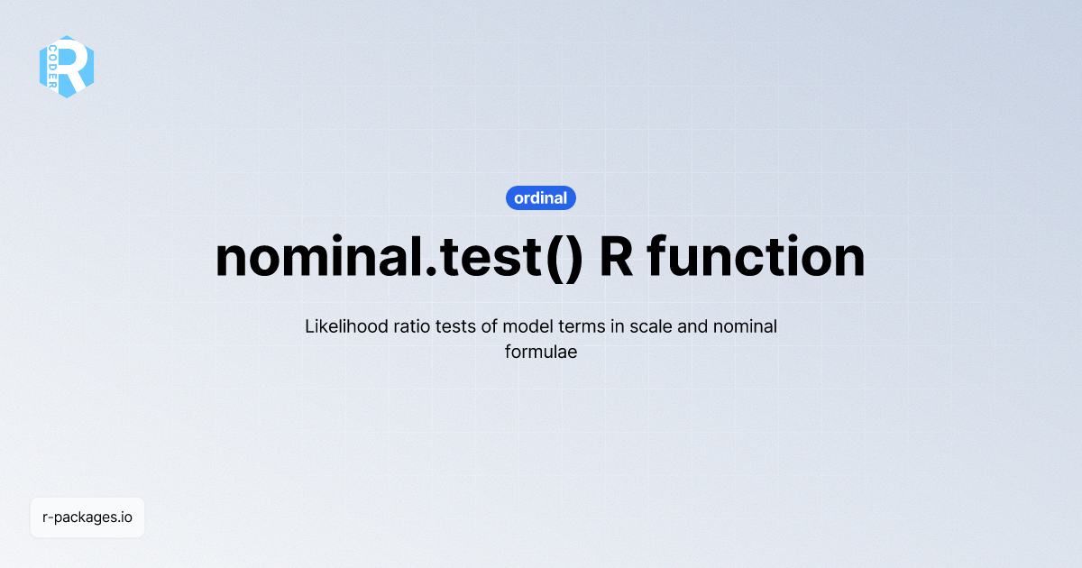 nominal.test() R function from [ordinal] | R PACKAGES