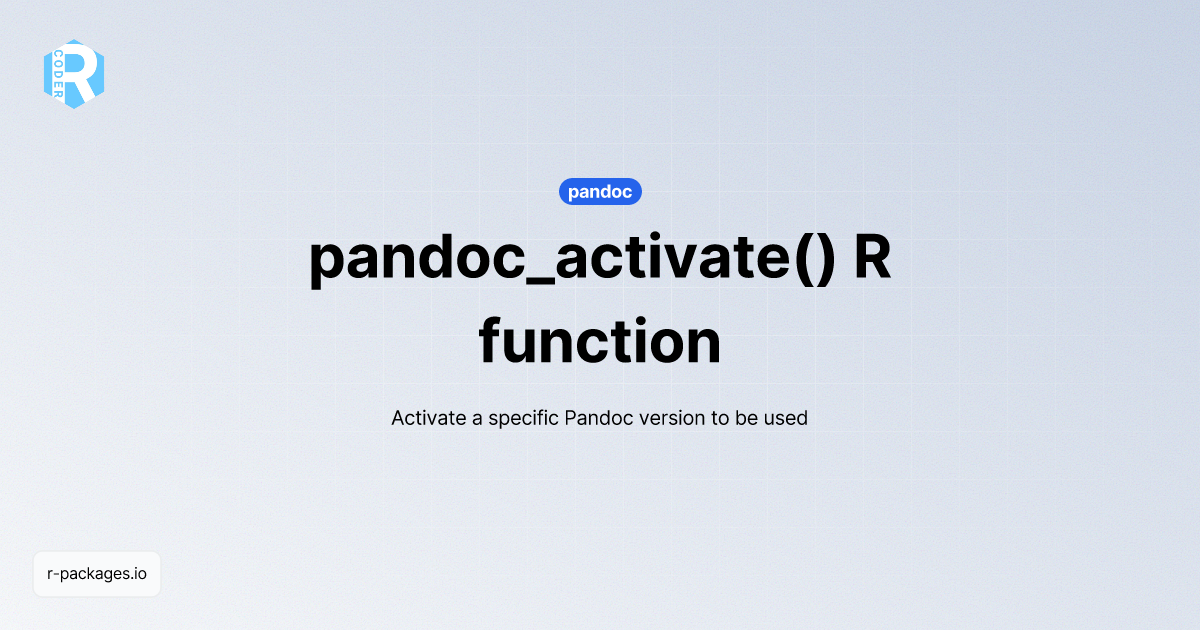 pandoc_activate() R function from [pandoc] | R PACKAGES
