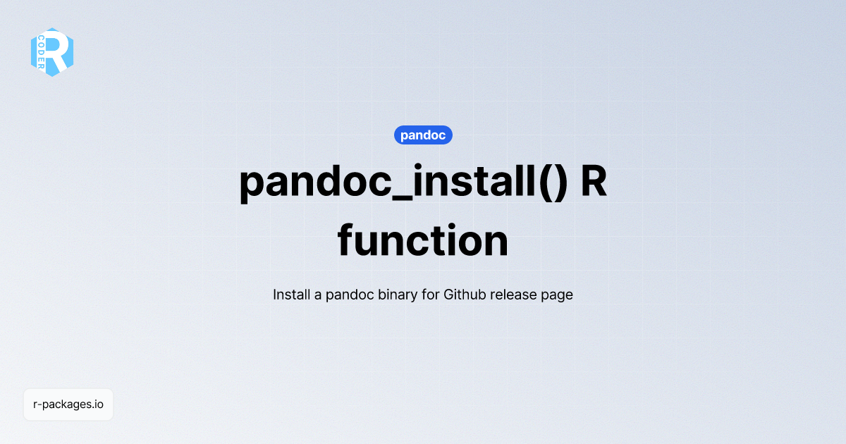 pandoc_install() R function from [pandoc] | R PACKAGES